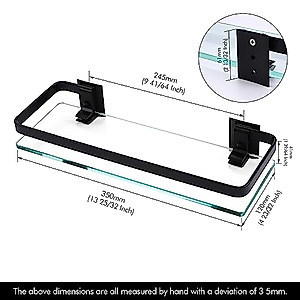 KES Bathroom Wall Shelf Aluminum Extra Thick Tempered Glass Rectangular 1 Tier Basket Wall Mounted Black, A4126A-BK