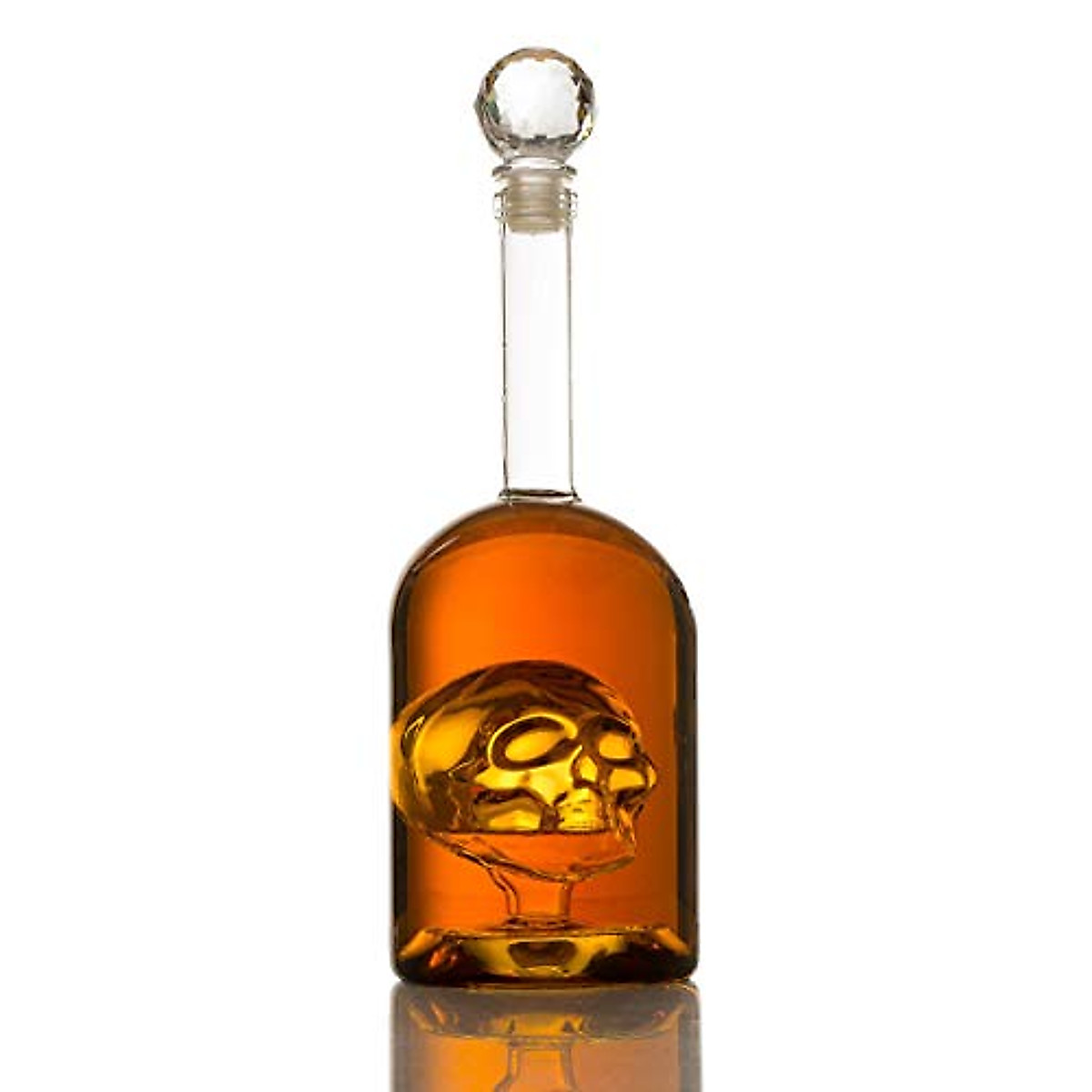 Skull Decanter in Bottler Skull Head by The Wine Savant 750ml, Skull Bottle Skull Face Enlarges with Whiskey, Tequila, Bourbon Scotch or Rum - Great Gift for Any Bar!