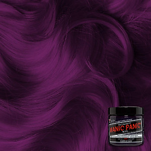 MANIC PANIC Purple Haze Dark Purple Hair Dye - Classic High Voltage - Semi Permanent Warm, Very Dark Purple Hair Color - Vegan, PPD And Ammonia Free (4oz)