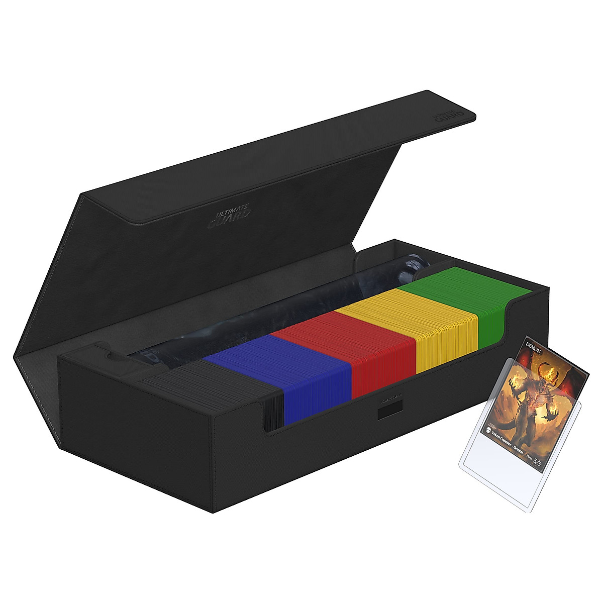 Ultimate Guard Superhive 550+, Deck Case for 550 Double-Sleeved TCG Cards, Black/Grey, Compatible with Boulders, Magnetic Closure & Microfiber Lining