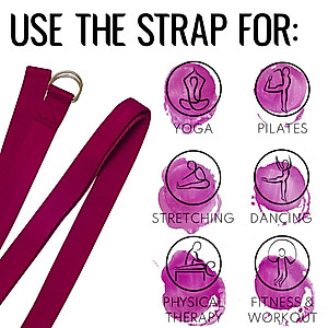 [NEW 2024] TECEUM Yoga & Mat Strap – 2 IN 1 – Cotton – 6 ft 8 ft 10 ft (15+ colors) – Adjustable Non-Slip Belt for Yoga, Pilates, Stretching, Physiotherapy, Fitness & Home Workout – For Carrying Mats