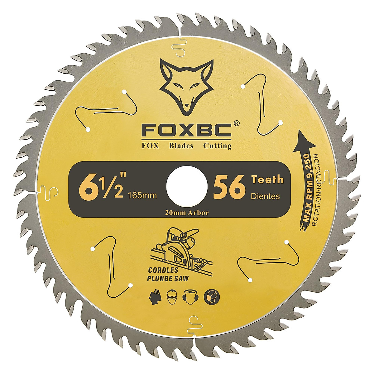 FOXBC 6-1/2" 56T Carbide-Tipped Track Saw Blade Compatible with Makita B-07353 Plunge Circular Saw, Wen CT1065, Compatible with Makita B-57342, Wen BL655 Saw Blade