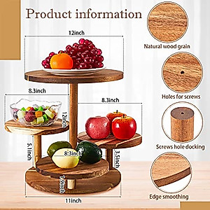 4 Tier Cupcake Tower Stand Rustic Farmhouse Wood Cake Stand Wooden Serving Cupcake Holder Cup Cake Tier Stand for Wedding Tea Party Birthday Graduation Baby Shower Dessert Display (Round)