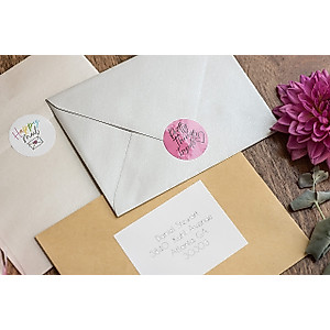 Assorted Cute Packaging Stickers - Roll of 500 - Four Fun Designs - 1.5" Round Glossy Sealers for Small Business - Happy Mail - Thank You for Your Business/Pretty Things Inside