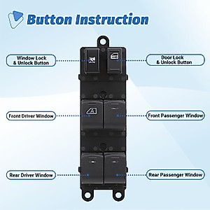 AiYiGu Power Window Control Switch Master Door Lock Button Driver Side Compatible with Nissan Pathfinder 2005-2008, Nissan Sentra 2008-2012, Replaces OEM 25401-ZJ60A 25401-ZP40B 25401ZP40B 25401-9W100