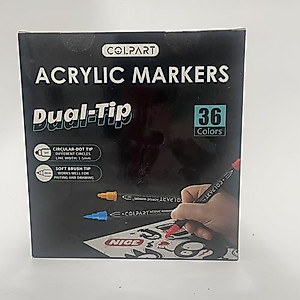colpart 36 Colors Dual Tip Acrylic Paint Pens Markers,Premium Acrylic Paint Pens With Medium Tip and Brush Tip for Rock Painting,Wood,Canvas,Acrylic Paint Markers For DIY Crafts Christmas Gift