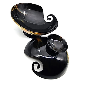 Handmade Yarn Horn Bowl & Yarn Sewing Supplies Large Wool Holder Horn Bowl Made Out of Genuine Horn | Ideal Knitting Crochet Accessories for Knitter| Decorative Bowl