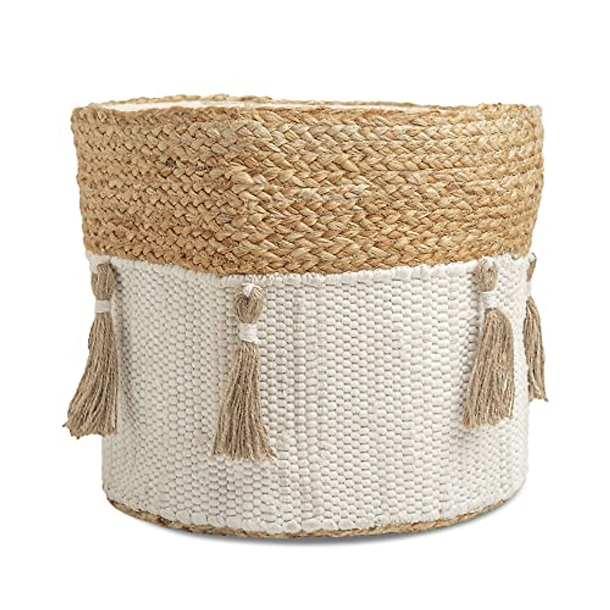 Crane Baby Fabric Storage Bin for Nursery and Toddlers, Toy Storage for Boys and Girls, Cream and Beige, 13" w x 12" h