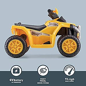 Kid Trax CAT Toddler Quad Ride On Toy, 6 Volt Battery, 1.5-3 Years Old, Max Weight 44 lbs, Single Seater, Yellow (KT1575AZ)