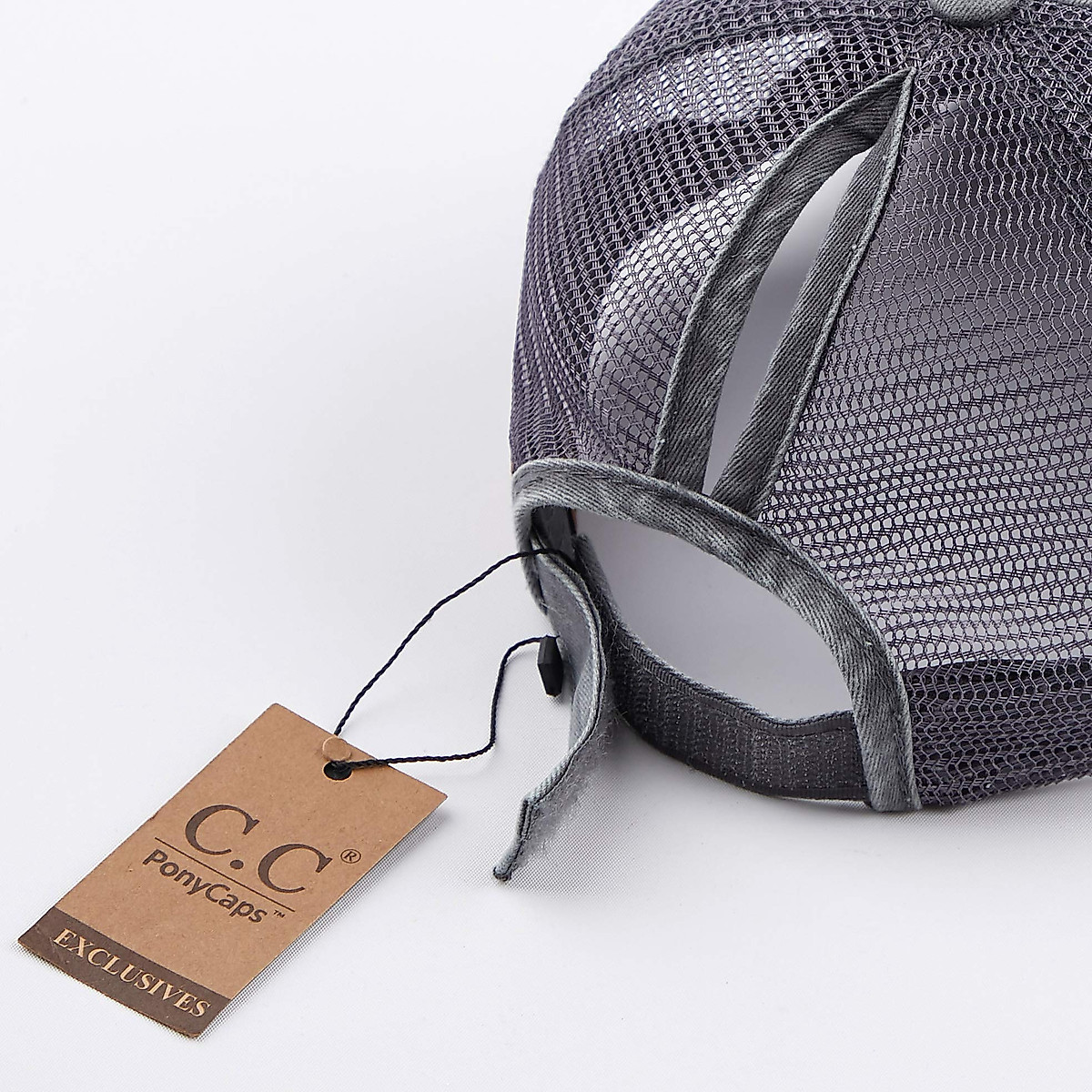 C.C Hatsandscarf Exclusives Washed Distressed Cotton Denim Ponytail Hat Adjustable Baseball Cap (BT-13)