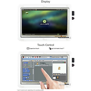 Waveshare 7inch Capacitive Touch Screen LCD with Bicolor Case Compatible with Raspberry Pi 4B/3B+/3A+/2B/B+/A+/Zero/Zero W/WH/Zero 2W CM3+/4 800×480 Resolution HDMI Supports Windows