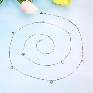 Sllaiss 925 Sterling Silver Belly Waist Chain Body Jewelry for Women Beach Bikini Belly Silver Chain Belt