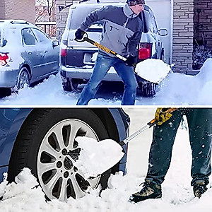 42'' Ice Scraper and Extendable Snow Brush Emergency Snow Shovel Snow Broom with Foam Grip 180° Pivoting Brush Head Snow Scraper for Cars, Trucks, SUVs, Vehicle