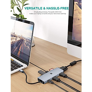 USB C Hub, Tiergrade 9 In 1 Triple Display Collage Display Laptop Docking Station with 2 4K HDMI, VGA, PD, USB 3.0 and TF/SD Card Reader, USB C Dock for MacBook/Dell/HP/Lenovo and Other Type-C Laptops
