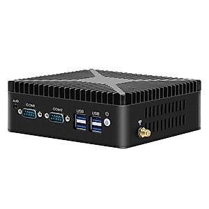 Kinupute Industrial Mini PC, Fanless Desktop Computer Celeron J1900 2.0-2.42GHz, Windows 10 Pro, 8GB RAM, 256GB SSD, 2xNICs, 2xCOM, HDMI/VGA Port, 2.4G+5G WiFi for Industry Office HTPC, Support Linux