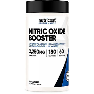 Nutricost Nitric Oxide Booster 750mg, 180 Capsules - 2250mg Per Serving - Gluten Free and Non-GMO