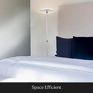 Brightech Sky Flux Dimmable LED Floor Lamp – Super Bright Floor Lamp for Living Room and Offices – Torchiere Standing Lamp with 3 Light Options, Tall Lamp for Bedroom Reading and More - Silver