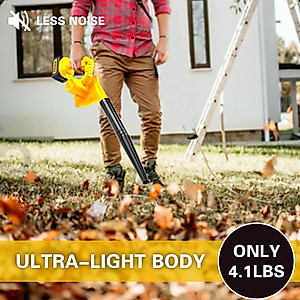 Leaf Blower Cordless with Battery and Charger, Battery Powered Electric Leaf Blower, 2-in-1 Portable Mini Leaf Blower &Vacuum for Lawn Care, Dust/Snow Blowing