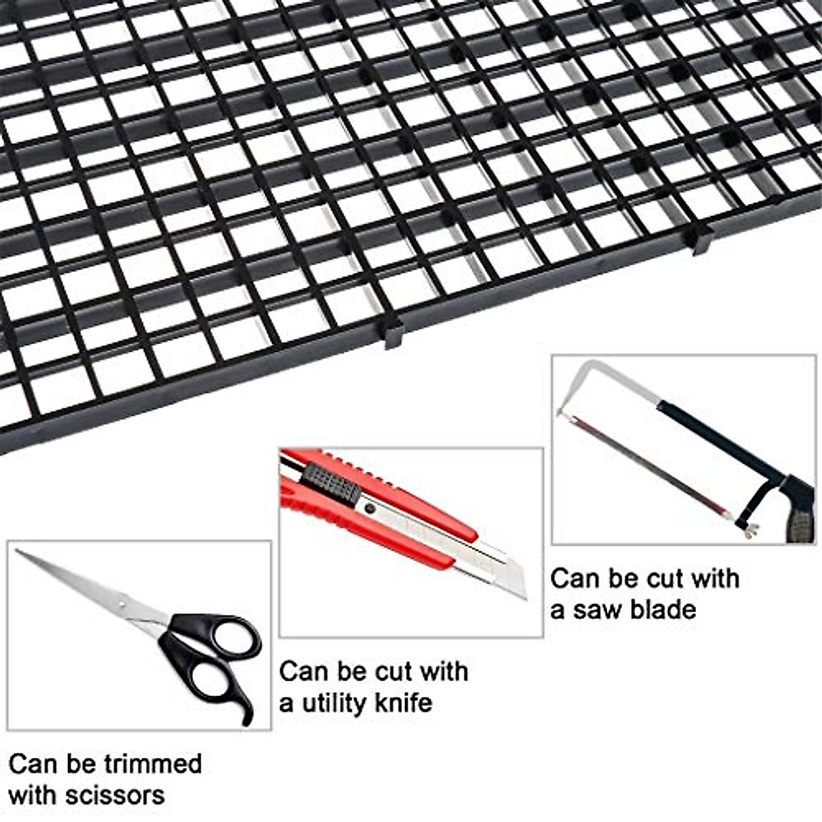 12Pcs Aquarium Fish Tank Divider Plastic Egg Crate Aquarium Filter Bottom Tray Grid Isolation Board Partition Net Pane Separator for Mixed Breeding Light Diffuser,15Pcs Sucker Clips Suction Cups,Black