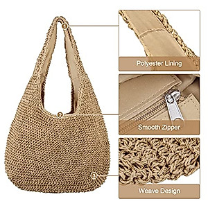 Freie Liebe Straw Tote Bag for Women Large Beach Bag Summer Woven Shoulder Handbags