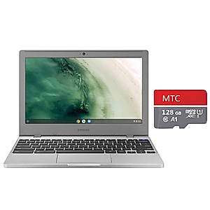 SAMSUNG Chromebook 4 Laptop 11.6'' HD LED (1366 x 768), Intel Celeron Processor N4020 Processor, Intel UHD Graphics 600, 4GB RAM, 160GB Storage(32GB eMMC+MTC 128GB SD Card), Chrome OS, Platinum Titan