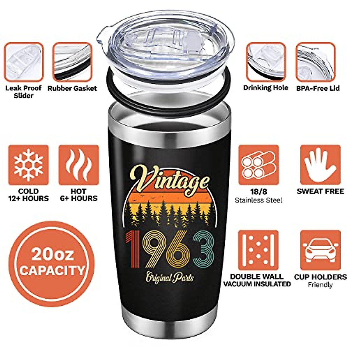 ZAGKOO 61th Birthday Gifts For Women, Men - 60th Birthday Decorations Women, Men - 1963 Birthday Gift Ideas For Men, Women - 61th Birthday Gift Ideas - Happy 61th Birthday, Turning 61 Cup