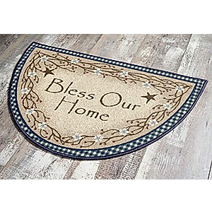 Brumlow MILLS Bless Our Home Berry Blossoms Floral Welcome Door Mat for Entryway, Kitchen, or Home Décor Area Rug, 19" x 31", Blue