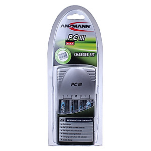 Ansmann PCIII UK Plug Battery Charger for AA/AAA Rechargeable Batteries & 4 x 800mAh AAA Rechargeable Batteries | Charges 2 or 4 Batteries in Pairs
