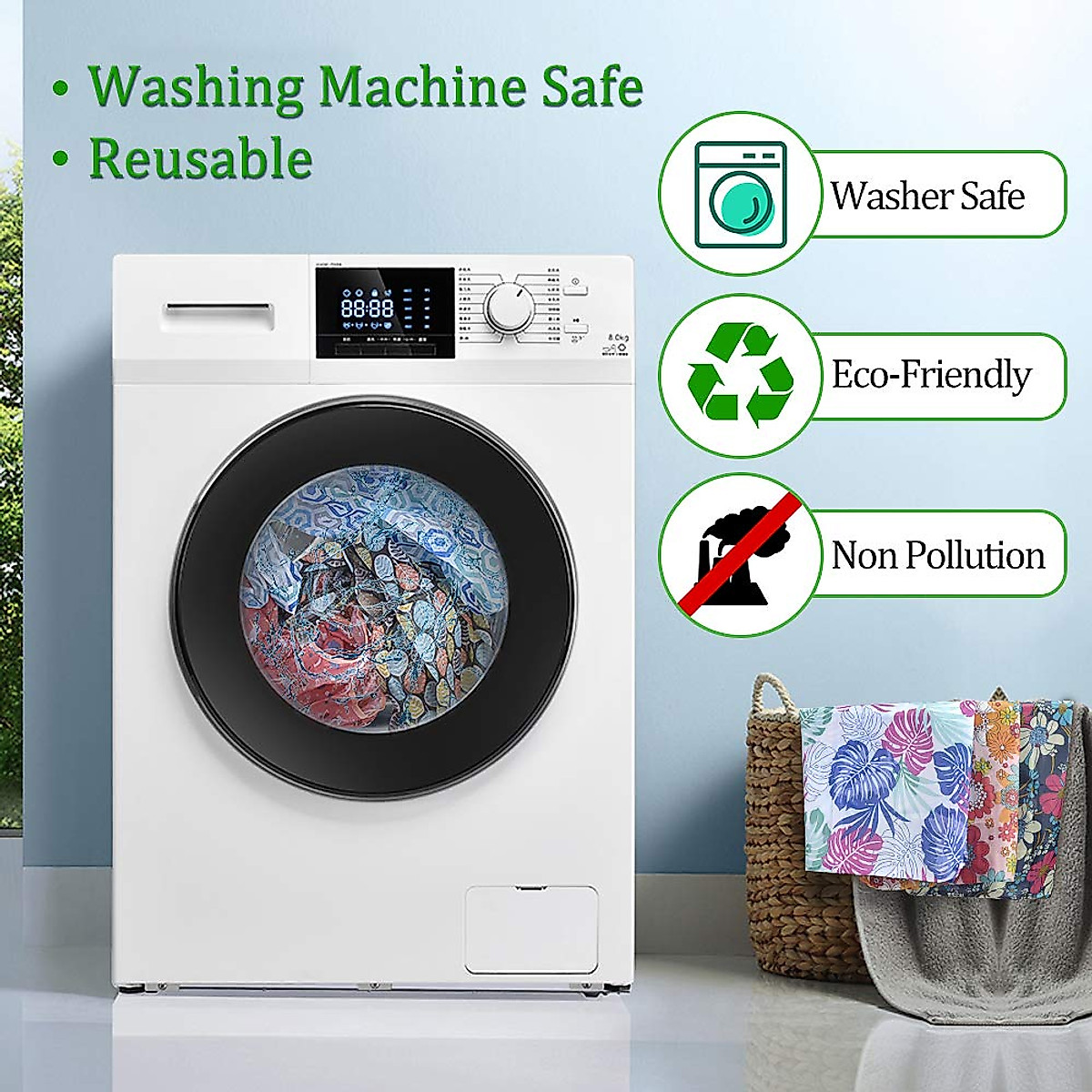 10 Pack Reusable Grocery Shopping Bags, SZUAH Foldable Shopping Bags Grocery Tote with Attached Pouch,Machine Washable Eco-Friendly.