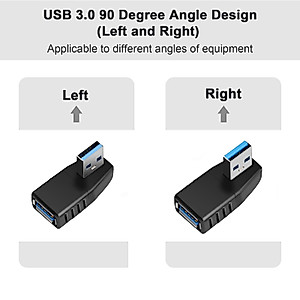 Oxsubor USB 3.0 Adapter 90 Degree Male to Female Coupler Connector Plug Left Angle and Right Angle