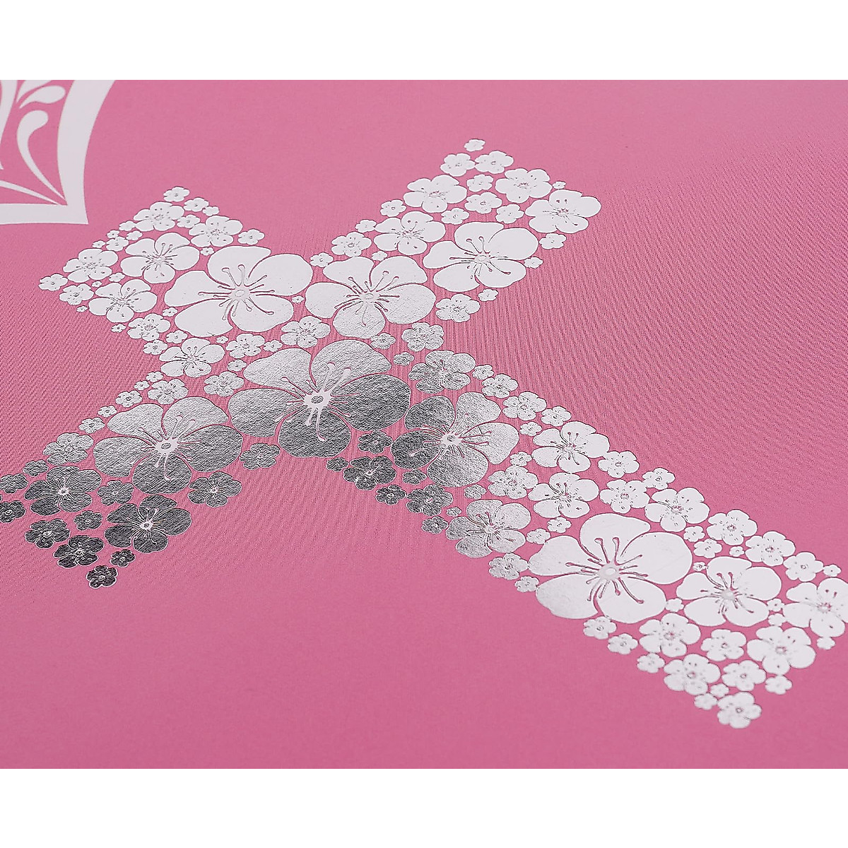 JWSCYSY 12.6" Large Pink Gift Bag with Metallic Silver Floral Cross Design, Card and Tissue Paper for Baby Girl Baptisms, Christenings, First Communions Religious