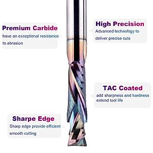 SpeTool Compression Router Bit 1/4 Inch Shank 1 Inch Cutting Length with Coated Carbide Spiarl Up Down CNC Router Bit for Woodworking Tool