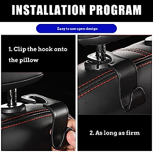 UGSHY 4 PCS Car Seat Headrest Hook, Hanging Hidden Hook to Increase Storage Space, Wallet Umbrella Handbag Rear Seat Organizer Super Load-Bearing S-Shaped Hook, Universal Accessory for Cars (Black)