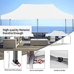 DOIT 10 x 20 FT Pop Up Canopy Tent, Instant Folding Shelter Gazebo for Outdoor Party, Event, Wedding & Camping, Easy Up Lawn & Garden Canopy Tent with Potable Wheeled Carrying Bag - White
