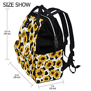 Glaphy Large Capacity Baby Diaper Bag Sunflowers Cow Print Durable Multi Function Travel Backpack