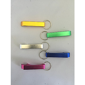 Set of 5 - JUSTMIKE'S MIXED COLORS/Multi Color Key Chain Beer Bottle Opener/Pocket Small Bar Claw Beverage Keychain Ring