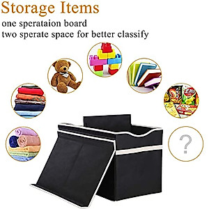 VICTOR'S Kids Toy Box Chest Extra Large Lightweight Collapsible Toy Stanizer Boxes Bins Baskets with Flip-Top Lid & Handles for Kids, Boys, Girls, Nursery Room, Playroom, 27"x14" x16" (Black)