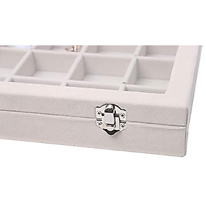 Stratalife Jewelry Organizer Stackable Earring Organizer Tray with Lid Jewelry Storage Tray for Earring Necklace Drawer Display Gift Ieda for Mom from Daughter (30 Grids)