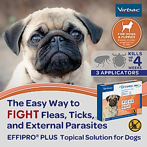 Virbac Effipro Plus Topical Solution for Dogs - Dog Flea and Tick Treatment for Small Dogs (5-22.9lbs), 3 Doses, Waterproof Topical Prevention