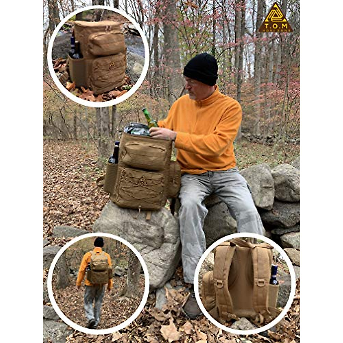 Cooler Backpack, Tactical, Insulated. Heavy Duty, Extra Large for Hiking, Camping, Day Trips, Beach. Bonus, Credit Card Multi Tool Included (Charcoal Grey)