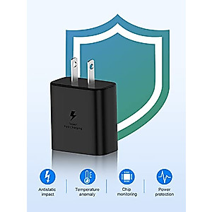 45W USB-C Samsung Super Fast Charger Type C for Samsung Galaxy S23/S23+/S22 Ultra/S22+/S22/S21 Ultra/S21+/S21/S20/Note 20/10+/S7/S7+/S8/S8+,Galaxy Tab and More(6ft Cable Included)