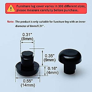 uxcell 100pcs 8mm Black Stem Bumpers Glide, Patio Outdoor Furniture Glass Table Desk Top Anti-Collision Embedded
