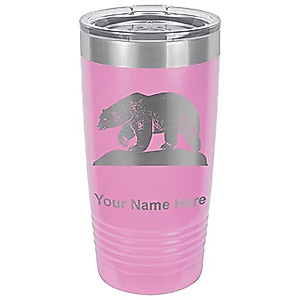 LaserGram 20oz Vacuum Insulated Tumbler Mug, Polar Bear, Personalized Engraving Included (Light Purple)