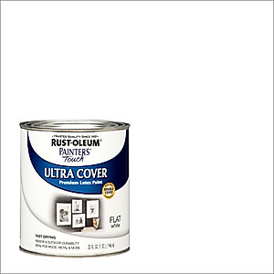 Rust-Oleum 1990502 Painter's Touch Latex Paint, Quart, Flat White 32 Fl Oz (1 Quarts Pack of 1)
