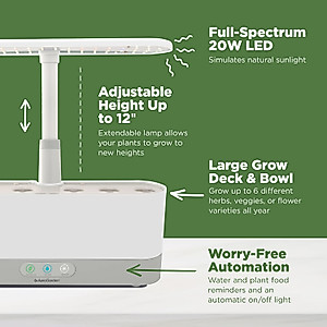AeroGarden Harvest Slim Indoor Garden Hydroponic System with LED Grow Light and Herb Kit, Holds Up to 6 Pods, White
