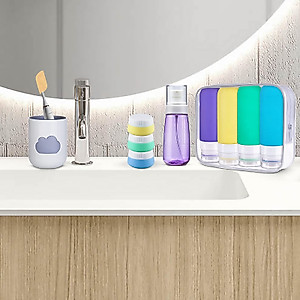 Cosywell Travel Containers for Toiletries Travel Bottles Set TSA Approved BPA Free 3oz 3.4oz Leak Proof Travel Size Bottles with Toiletry Bag for Cosmetic Lotion Cream Liquids Toiletries