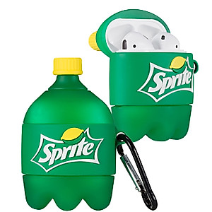JoySolar for Airpod 1&2 Case Cute Cartoon 3D Soft Silicone Air Pods Funny Cover Kawaii Fun Cool Keychain Design Shell Drink Fashion Stylish Girls Kids Teens Women Cases for Airpods (Sprite)