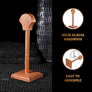 Mythorjan Wooden Helmet Stand Display Decor Stand For – Spartan, Templar, Motorcycle, Caps, Hat Decorative Desktop Hanger Rack LARP Helmet Stand,16 Inch - Black