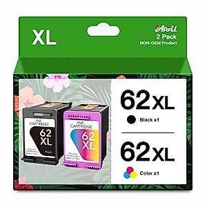 Aroil 62 XL Remanufactured for HP 62XL Ink Cartridges Combo Pack, for HP Ink 62, for HP 62XL Ink Cartridges Black and Color, Works with HP Envy 7645 7640 5660 5540 5642 Works with HP OfficeJet 200 250