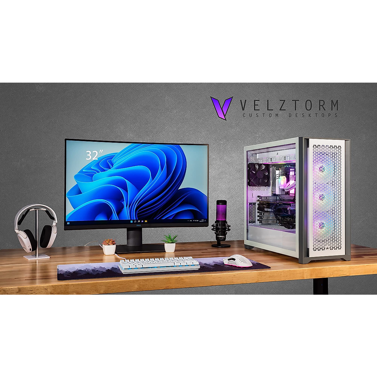 Velztorm White Aciex Gaming PC 14th Gen AI Compatible (Intel i9-14900K 24-Core, 128GB DDR5 4800MHz RAM, 8TB PCIe SSD, GeForce RTX 4090 24GB, 1000W, WiFi6, BT5.2, Win 11 Pro) VELZ0061